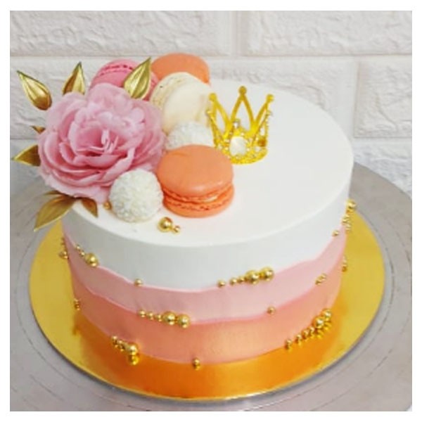 Princess Pink & Gold Crown Cake | Elegant Birthday Cake for Girls